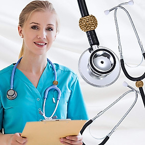 Hicarer 6 Pieces Bling Crystal Stethoscope Charms Nurse Accessories for Work Nurse Vet Crystal Stethoscope Decorations Multiple Colors, Purple, White, Gold, Pink, Black, Yellow