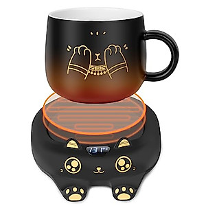 PUSEE Mug Warmer with Mug, Cute Coffee Warmer for Desk Coffee Cup Warmer Auto Shut Off, Electric Candle Warmer with 3 Temp Settings,Coffee Warmer with Cup Set Coffee Gifts Birthday Gift Office Gifts