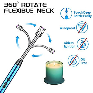 Aneagle Candle Lighter Rechargeable 2 Packs Electric Arc Lighter for Candles with Led Battery Display Screen and Long Flexible Neck USB are Applied to Light Candle Cooking Fireworks Flame