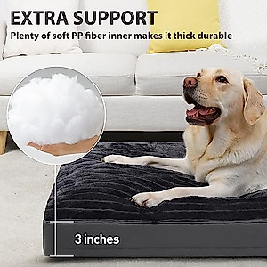 Large Dog Bed Washable with Removable Cover Waterproof, Dog Crate Beds for XL Large Medium Small Dogs Cats, Soft Flannel Pet Beds Anti-Slip Kennel Pad 36 inch