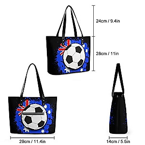 Womens Handbag Soccer Ball Leather Tote Bag Top Handle Satchel Bags For Lady