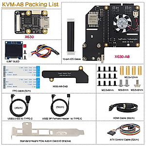 Geekworm KVM-A8 PCIe Version for Raspberry Pi 4 Model B KVM Over IP Support KVM V3 PoE ATX HDMI CSI (Not Include Raspberry Pi)