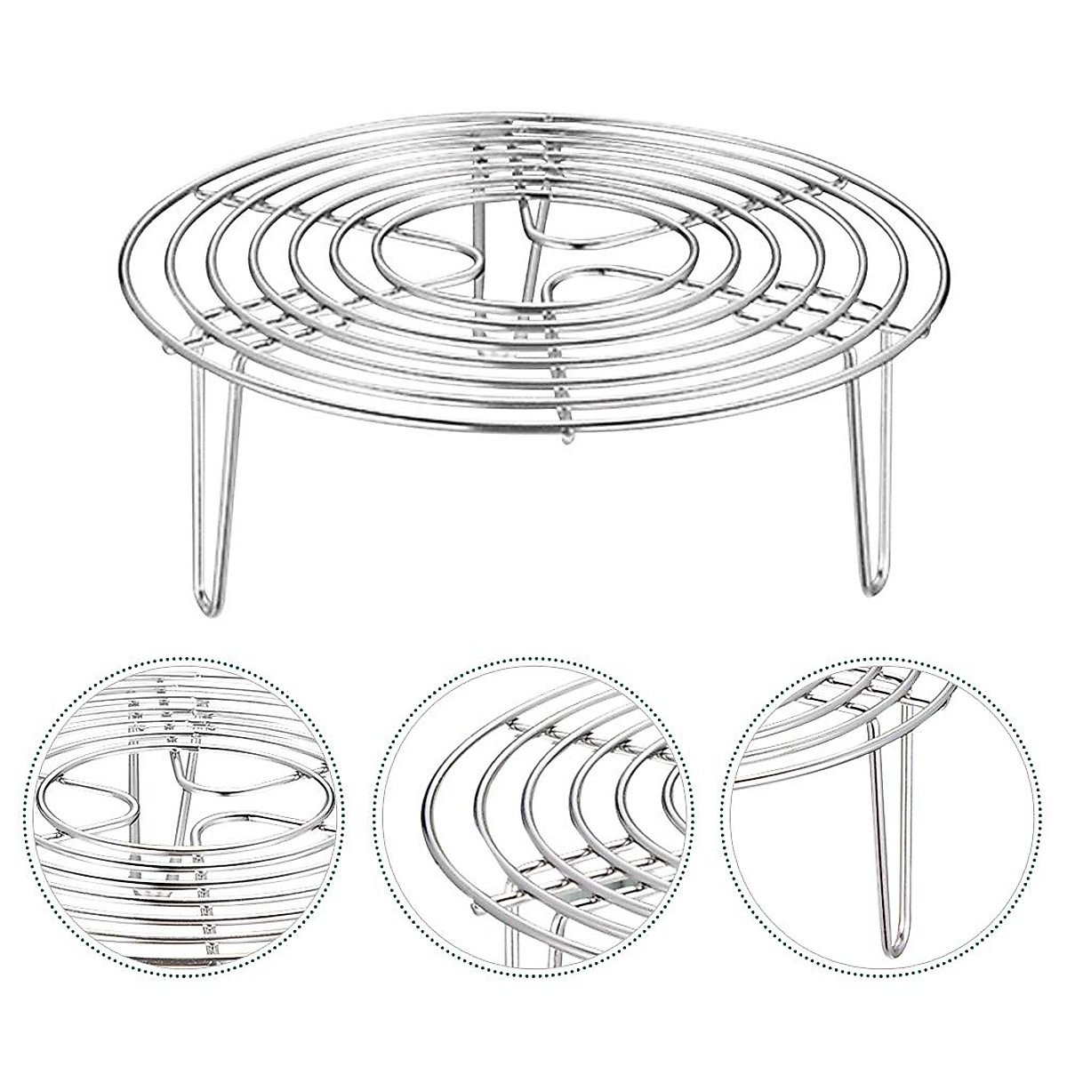 Round Steamer Rack and Cooling Rack,Stainless Steel Pot Trivet, Wire Steamer Kettle Rack Holder, Fit For Pots Cookware Pressure Cooker Pans Up, 8-Inches (size:20x7cm)