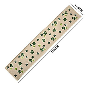 yuboo Burlap Shamrock Table Runner,Saint Patrick Day Decorations for Spring Tablecloth Farmhouse Kitchen Home