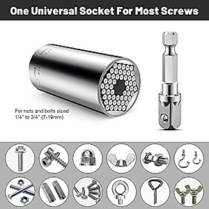 Universal Socket Tools Gifts for Men - Socket Set with Power Drill Adapter, Unique Gadgets Super Socket Set, Handy DIY Tools Stocking Stuffers Gifts for Men/Dad/Husband/Women(7-19mm)