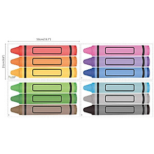 DECOWALL DW-1907 Colourful Crayons Kids Fabric Wall Stickers Wall Decals Peel and Stick Removable Wall Stickers for Kids Nursery Bedroom Living Room décor