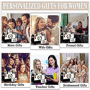 YOOLIFE Large Canvas Tote Bag for Women, Anniversary Birthday Gifts for Her Beach Bag Nurse Gifts Personalized Retirement Gifts 2023 Wedding Bridesmaid Gifts Friend Gifts Mom Gifts for Women Letter J