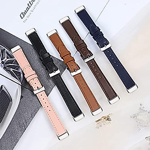 Compatible with Fitbit Luxe Band, Genuine Leather Watch Bands Soft Replacement Wristband for Women, Slim Bracelet Band Strap Accessories for Luxe Fitness and Wellness Tracker-Black