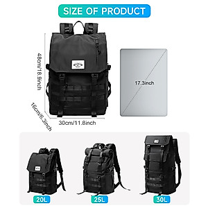MOYYI Rolltop Backpack for Men Flap Rucksack Expandable Fits 17 inch Laptop Roll Top Backpack for Commute Travel Hiking Urban Black (3 in 1)