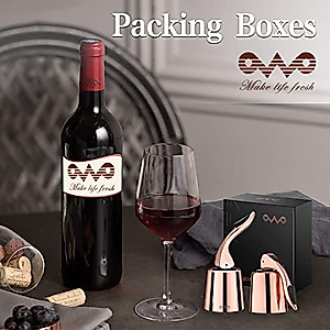 OWO Wine bottle Stopper, Wine Saver with Silicone, Decorative Wine Preserver, Wine Toppers Stopper,Reusable Wine Cork Keeps Wine Fresh（Goldrose, 2 Pack)