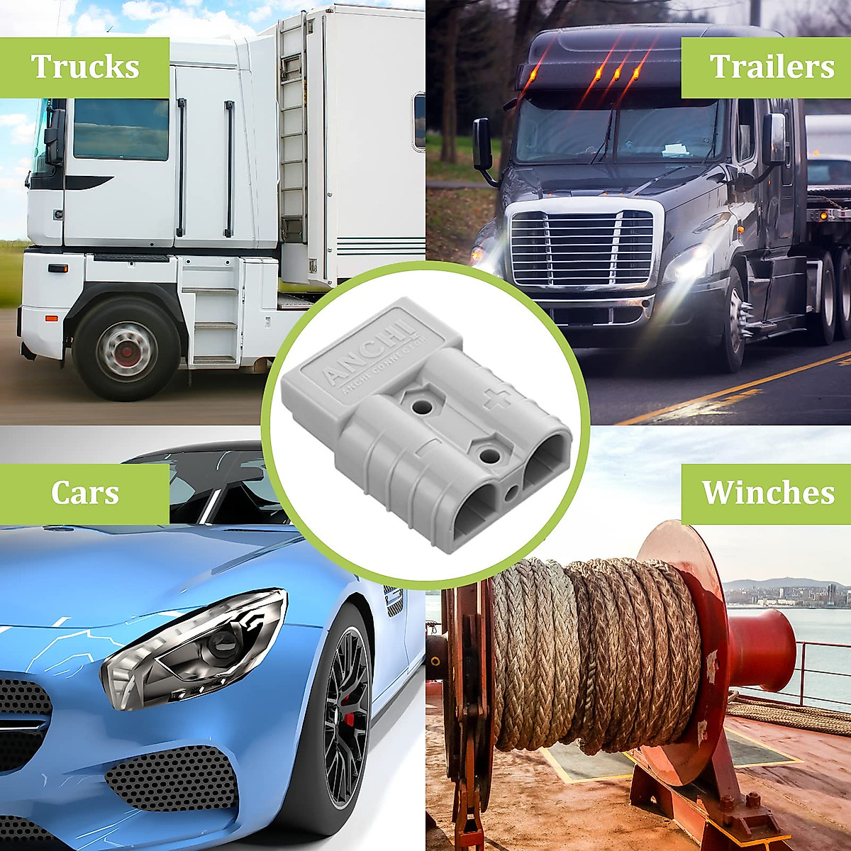 8 Pcs 10-12 Gauge Battery Quick Connector 50 Amp Battery Quick Connect Disconnect with 10/12 AWG, Wire Harness Plug Kit Cables Connect Disconnect Plug for Motor Recovery Winch Trailer Towing Systems