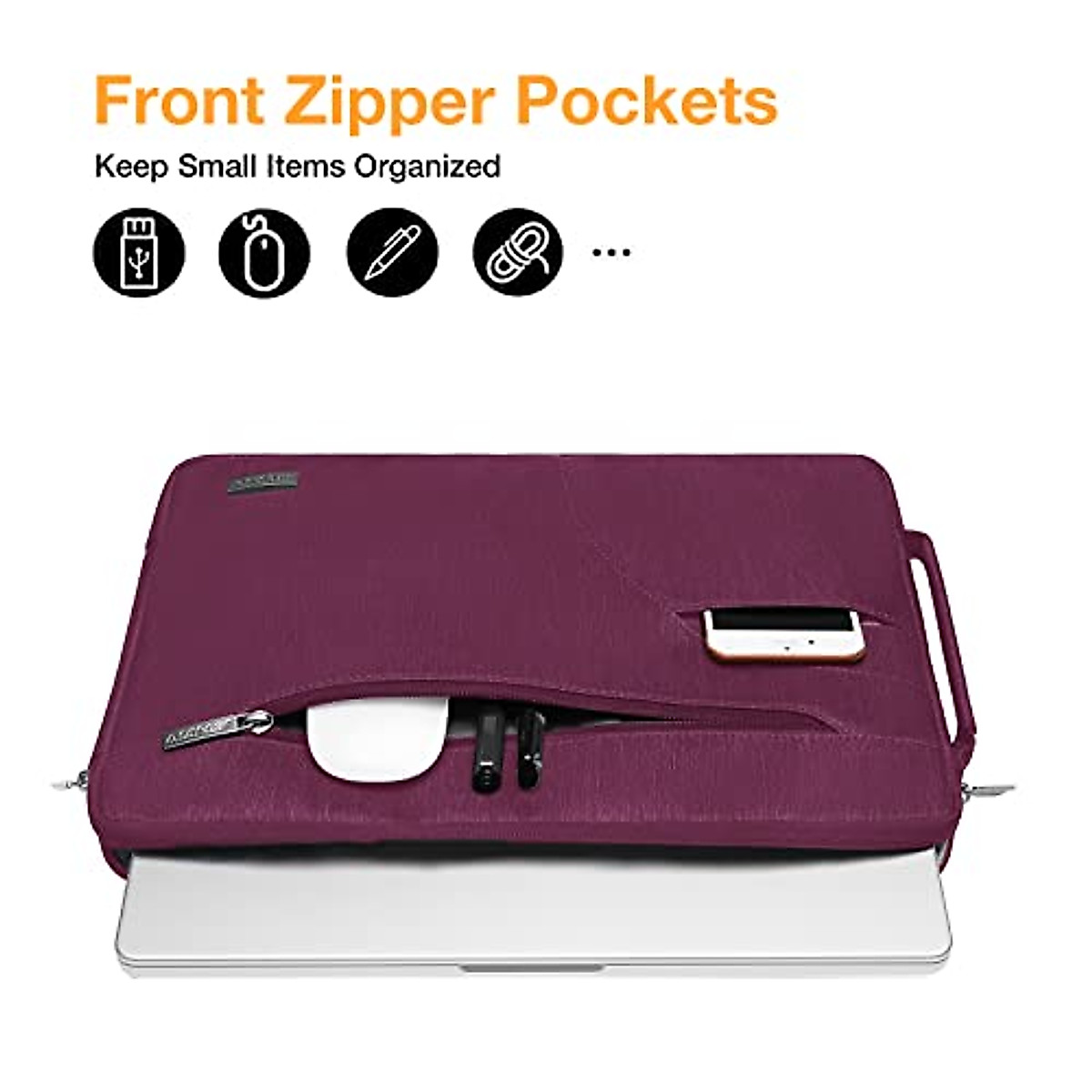 MOSISO Laptop Shoulder Bag Compatible with MacBook Air/Pro,13-13.3 inch Notebook,Compatible with MacBook Pro 14 2023-2021 A2779 M2 A2442 M1, Polyester Briefcase Sleeve with Side Handle, Burgundy