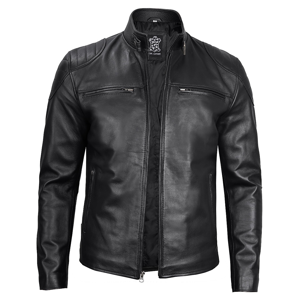 Blingsoul Black Biker Leather Jacket Men | [1100625] Vermont - XL