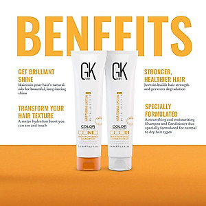 GK HAIR Global Keratin Moisturizing Shampoo and Conditioner Set 100ml I Volumizeher Spray Hair Thickening Spray for Women and Men