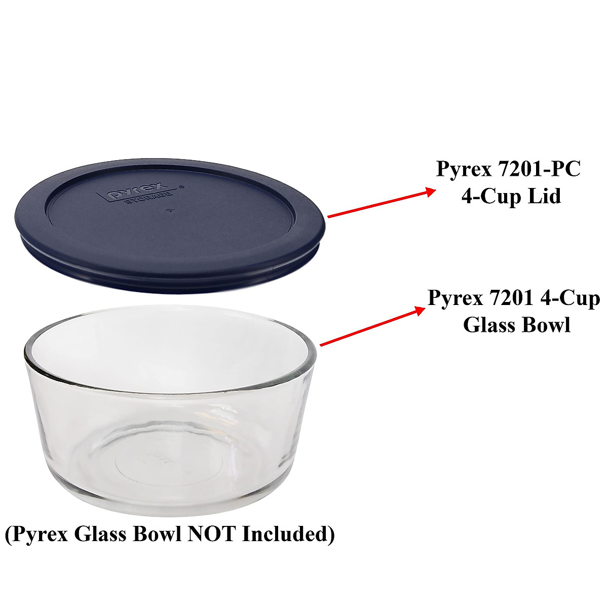 Pyrex 7201-PC 4-Cup Dark Blue Round Replacement Lids - 3 pack