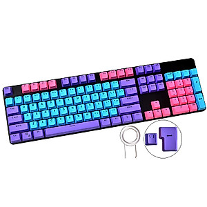 Bossi 104 Keycaps Set | Backlit Keycaps for Cherry MX Gaming Keyboard with Key Puller（Purple + Blue + Pink）(Keycap Only, Keyboard NOT Included)