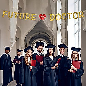 KakaSwa Glittery Future Doctor Banner, Doctor Graduation Sign, Medical Doctor Graduation Party Decorations, Gold