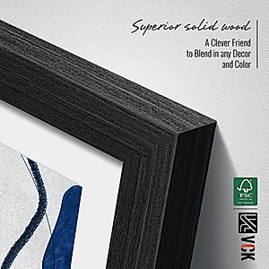 VCK 11x14 Picture Frame 2 pk, Natural Wood Grain Black Oak & HD Glass, Display 8x10 Photos with Mat or 11x14 without Mat, Wall Hanging