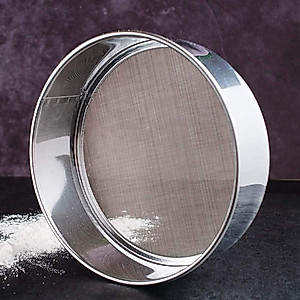 ADESUGATA 2 pack (60/40 Mesh) Professional 6/8/9.5 Inch, Round Flour Sifter for Baking - Flour Sieve Fine Mesh - Premium Rustproof Stainless Steel (9.5" (24 CM))