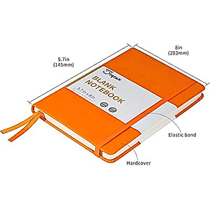 JOYEUX Blank Journal Notebook, A5, 160 Pages 100 Gsm Thick Sketch Books Hardcover Journal for Writing, 5.7 inches x 8 inches Notebooks for Work (Orange)