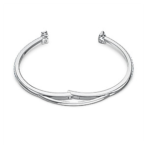 SWAROVSKI Attract Bracelet with Clear Crystal Details on a Rhodium Finish Cuff Setting, Size M, from the Swarovski Attract Collection