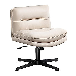 Office Chair Fabric Ultra-Soft Desk Chair No Wheels,Thick Padded Armless Home Office Chairs,Adjustable Swivel Rocking Vanity Chair,Wide Task Computer Chair for Office,Home,Make Up,Bedroom Beige