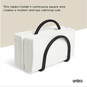 Umbra Squire Napkin Holder for Kitchen, Works with Square and Rectangular Napkins for Dinner, Luncheon or Cocktail, Black