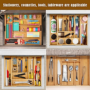KAEASOUS Bamboo Expandable Drawer Organizer - cutlery drawer organizer for Utensils and Cutlery, silverware drawer organizer tray- Adjustable and Large Silverware Drawer Organizer for Cabinets