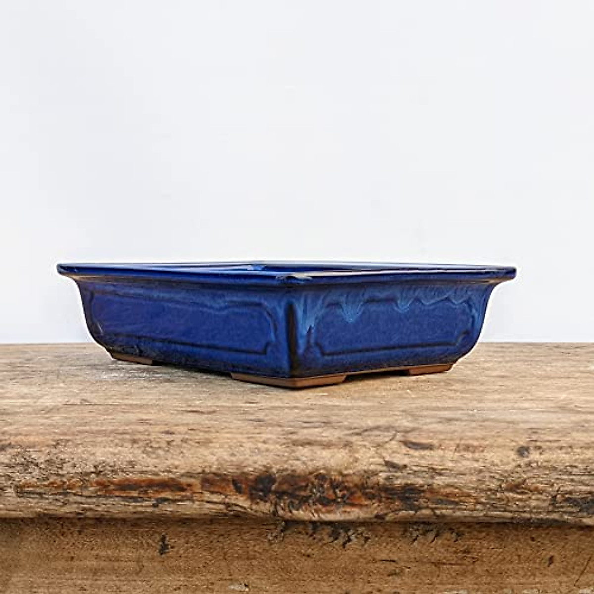Bonsai Pots for Decorative Planting, Nine-Inch Blue Glazed Bonsai Planter, Drainage Mesh Screen Included, Used as Starter Ceramic Pots for Bonsai, Succulents or a Wide Variety of Houseplants