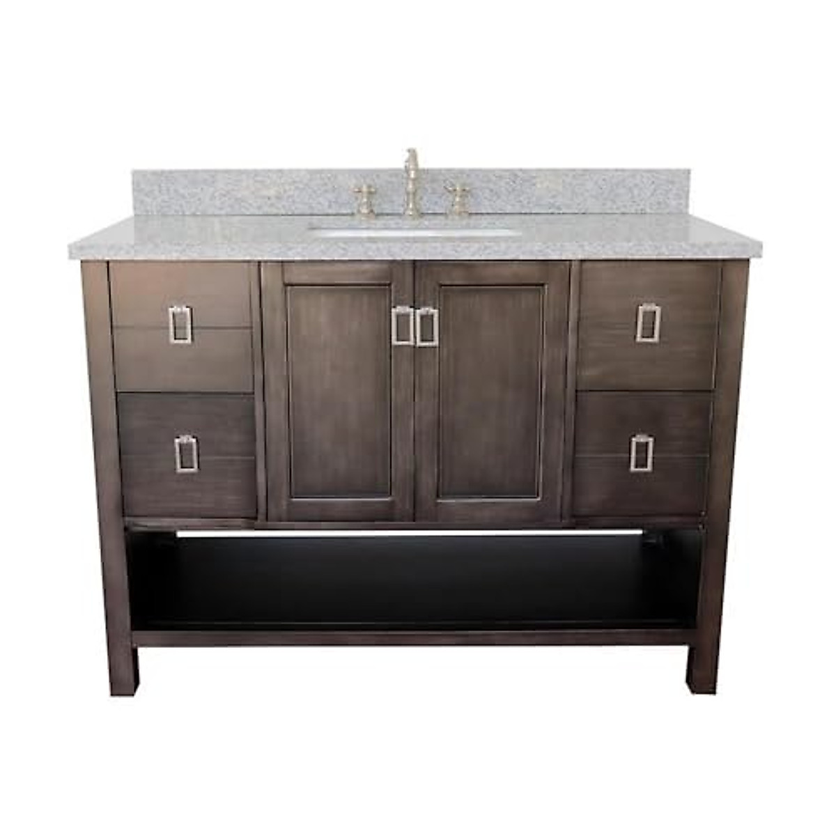 Bellaterra Home Monterey 49" Rectangle Sink Solid Wood Vanity in Brown/Gray Granite Stone
