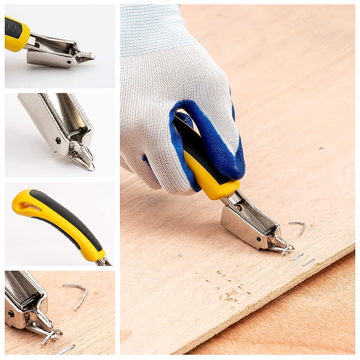 Upholstery 4 in 1 Staple Gun Heavy Duty, with 6000 Staples, Remover, Gloves, Manual Brad Nailer Power Adjustment Stapler Gun for Wood, Upholstery, Carpentry, Decoration DIY Staple Gun…