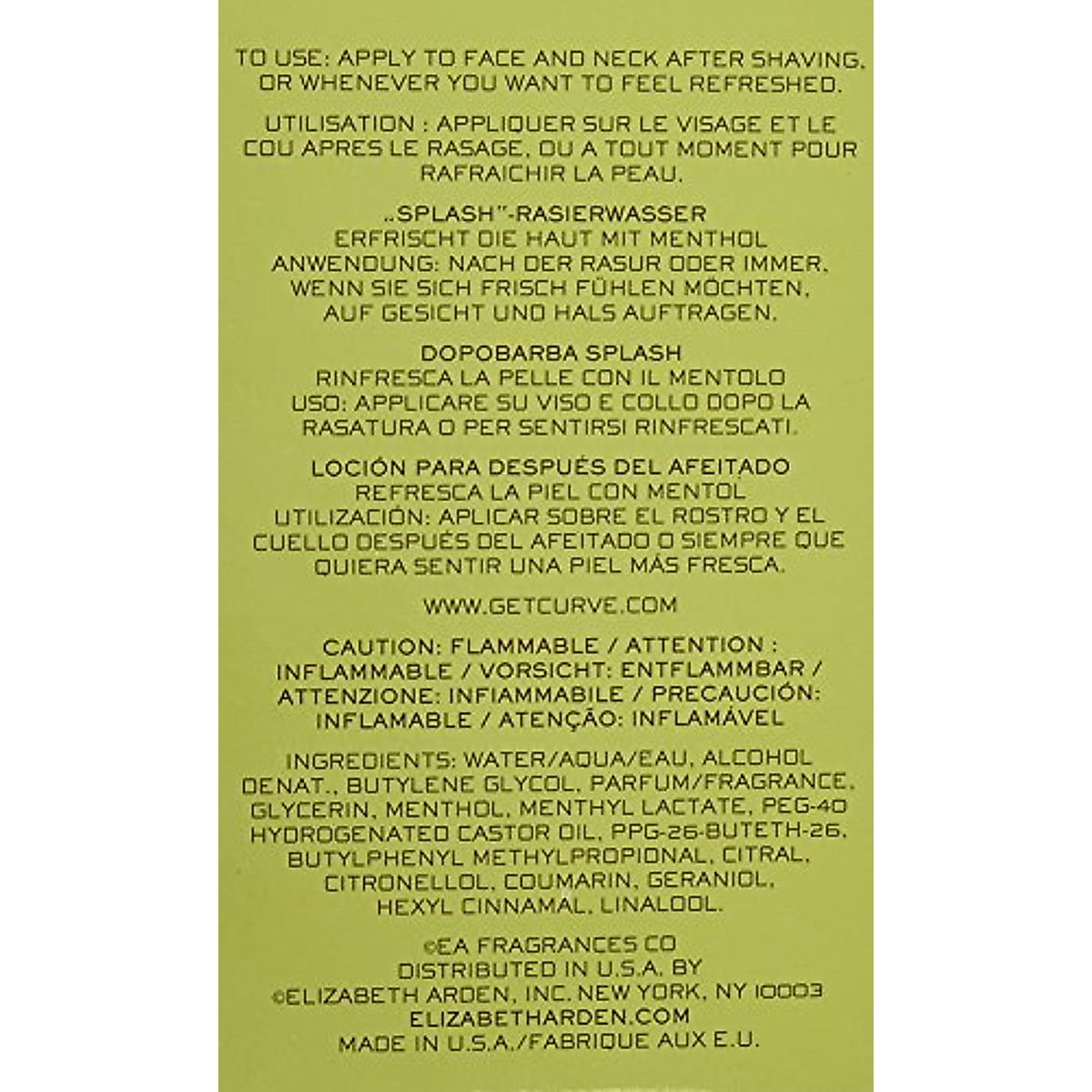 Curve Aftershave Splash Lotion for Men, 4.2 Fl. Oz.