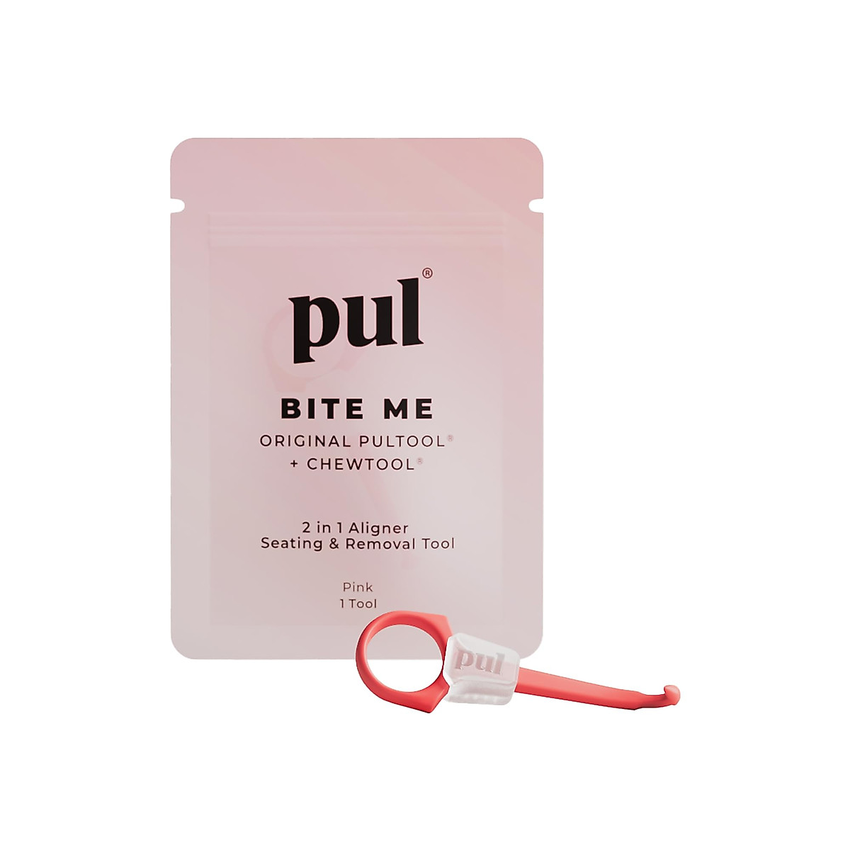 PUL Chew tool & Clear Aligner Removal 2 in 1 Combo Tool - Compatible With Invisalign Removable Braces & Trays, Aligners, Retainers, Dentures - Hygienic Oral Care - Compact & Durable - 1 Pack, Pink