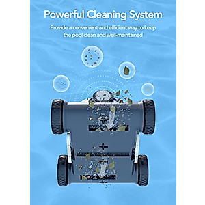 WYBOT 2023 Premium Cordless Robotic Pool Cleaner, Automatic Pool Vacuum with Powerful Suction, LED Indicator, Last 90 Mins, Self-Parking, Ideal for Above/In-Ground Flat Pools up to 40 Feet-Osprey 300