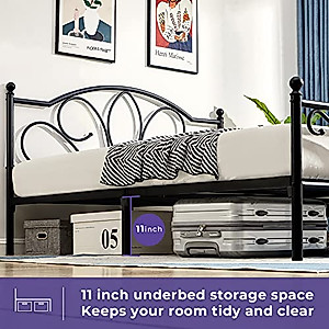 GreenForest Queen Size Bed Frame with Headboard Quick Assembly Heavy Duty Platform Bed Frame with Underbed Storage,No Box Spring Needed Mattress Foundation,Black