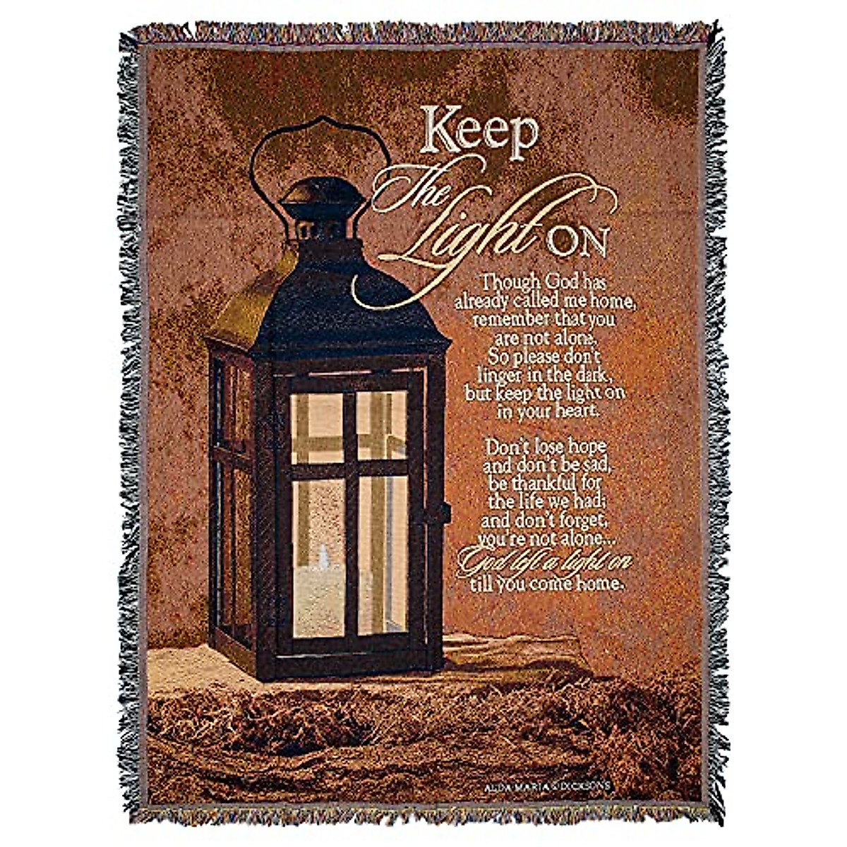 Dicksons Keep The Light on Lantern on Red 52 x 68 All Cotton Tapestry Throw Blanket