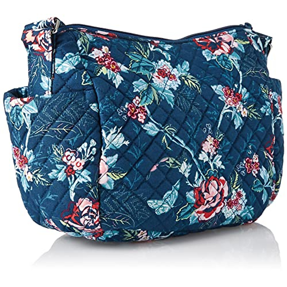 Vera Bradley Women's Cotton on the Go Crossbody Purse, Rose Toile - Recycled Cotton, One Size