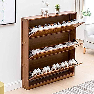 N/A Flip Bucket Shoe Simple Home Space Multi-Layer Door Dustproof Porch Solid Wood Shoe Rack (Size : 60cm Length)