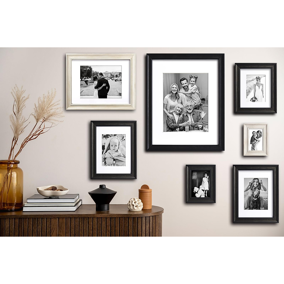 Yaetm 16x20 Picture Frame Matted to 11x14 Set of 2, 1.4" Wide Molding & Distressed Black Poster Frames 16 x 20 inches, Wall Gallery Rustic Frame Set for Wall Mounting (2 pack, Black)