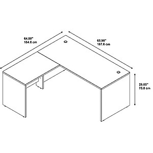 Bush Business Furniture Series C Elite 66W x 30D Desk Shell with 36W Return in Mocha Cherry