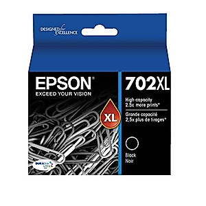 EPSON 702 DURABrite Ultra Ink High Capacity Black Cartridge (T702XL120-S) Works with WorkForce Pro WF-3720, WF-3730, WF-3733