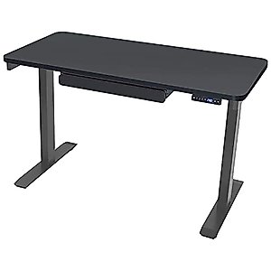 Motionwise Electric Standing Desk, 24”x48 Home Office Series, 28"-48" with Quickly Program up to 4 pre-Set Height adjustments and USB Charge Port, Black Top with light Grey frame