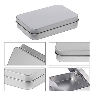 JAGTRADE Iron Box Small Metal Tin Silver Flip Storage Box for Case Organizer For Money Coin Candy, 8.8x6x1.8cm