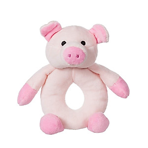 Apricot Lamb Baby Lovey Pig Soft Rattle Toy, Plush Stuffed Animal for Newborn Soft Hand Grip Shaker Over 0 Months (Pink Pig, 6 Inches)