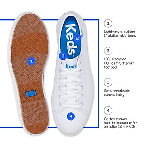 Keds Women's Triple Kick Sneaker, White Canvas, 10