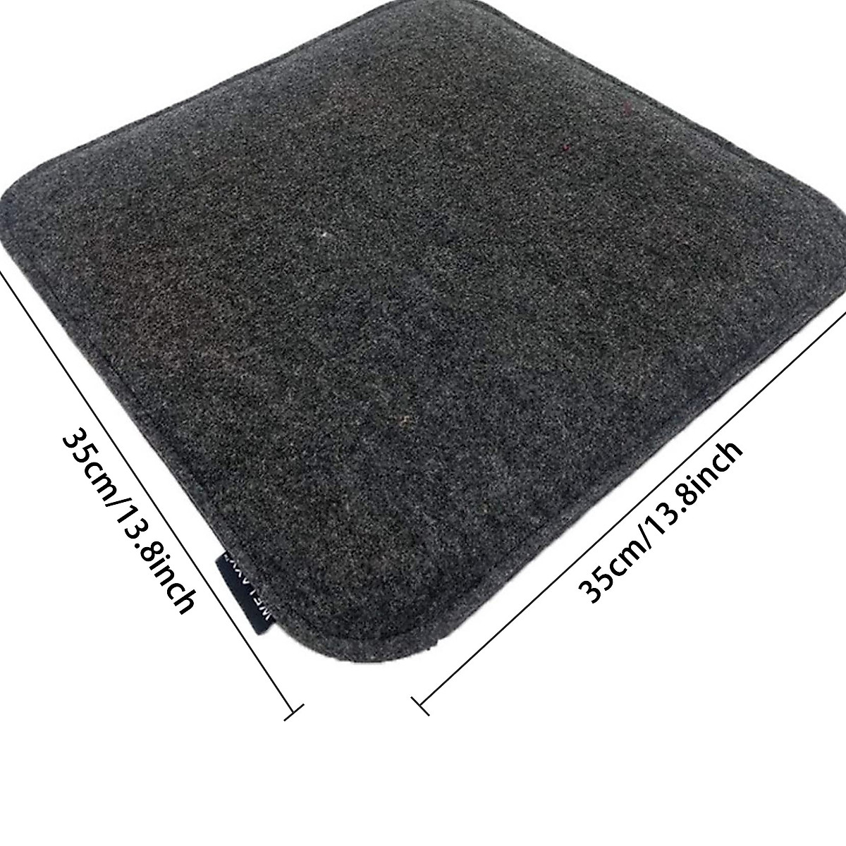 YUPPIE TONE 2 Pack Felt Chair Pads Square Memory Foam Seat Cushions for Dining Kitchen, Office, Lounge - 35 x 35 cm Dark Gray