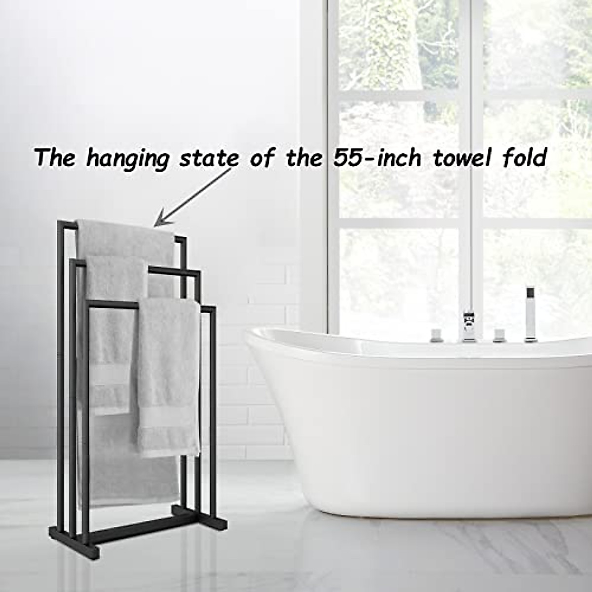 OHIOLEE Standing Towel Rack, 3 Tier Modern Free Standing Towel Rack Stand for Bathroom Floor Standing Towel Drying Racks Holder for Bath & Hand Towels