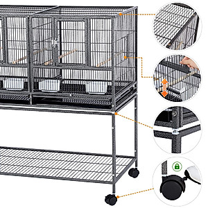 Topeakmart Divided Breeder Parakeet Canary Lovebird Finch Budgie Bird Cages W/Rolling Stand 1 Pack