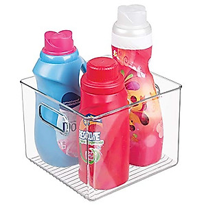 iDesign Kitchen Binz BPA-Free Plastic Deep Stackable Organizer with Handles - 8" x 8" x 6", Clear (Pack of 2)