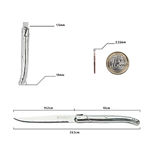 Laguiole by Hailingshan Steak knives Serrated Edge with pattern Sharp Light Premium Dishwasher Safe Stainless Steel knife set of 8 Silverware with Gift Box